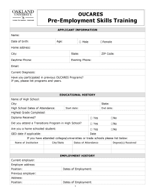 Fillable Online Pre-Employment Skills Training Fax Email Print - pdfFiller