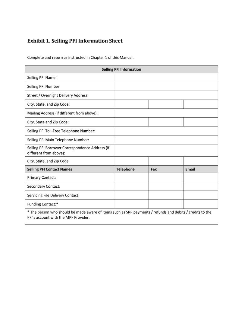 Fillable Online Selling PFI Information Sheet Fax Email Print - pdfFiller