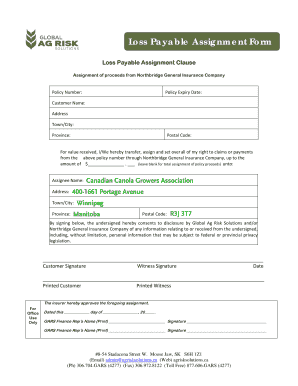 Fillable Online Loss Payable Assignment Form Fax Email Print - pdfFiller