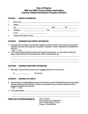 Fillable Online SBE and DBE Annual Update Application Fax Email Print ...