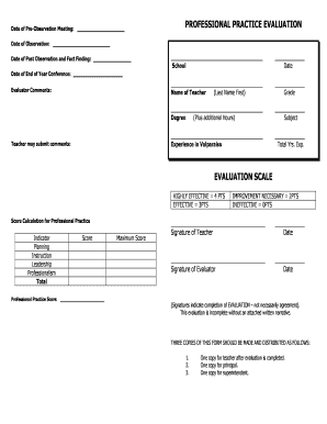 Fillable Online PROFESSIONAL PRACTICE EVALUATION Fax Email Print ...