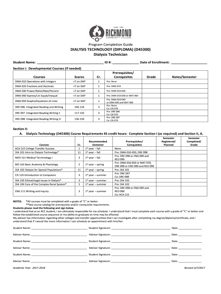 Fillable Online DIALYSIS TECHNOLOGY (DIPLOMA) (D45300) Fax Email Print - pdfFiller