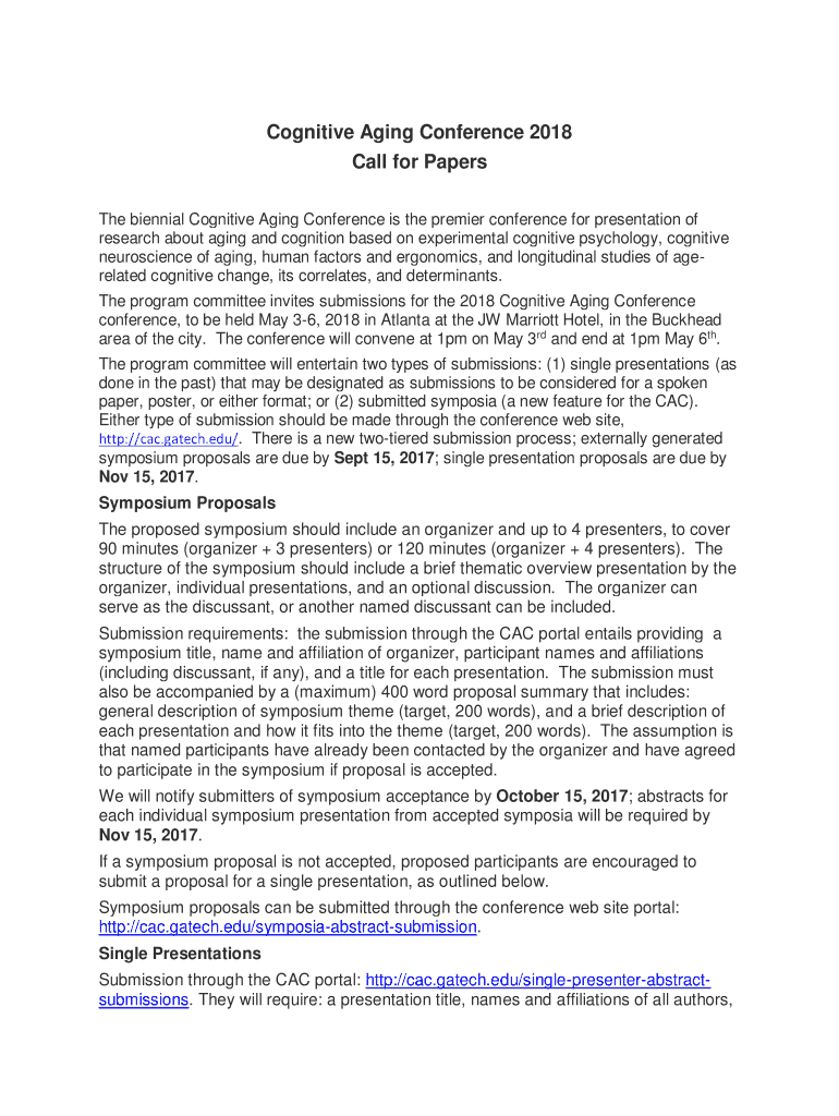 Fillable Online Cognitive Aging Conference 2018 Fax Email Print - pdfFiller