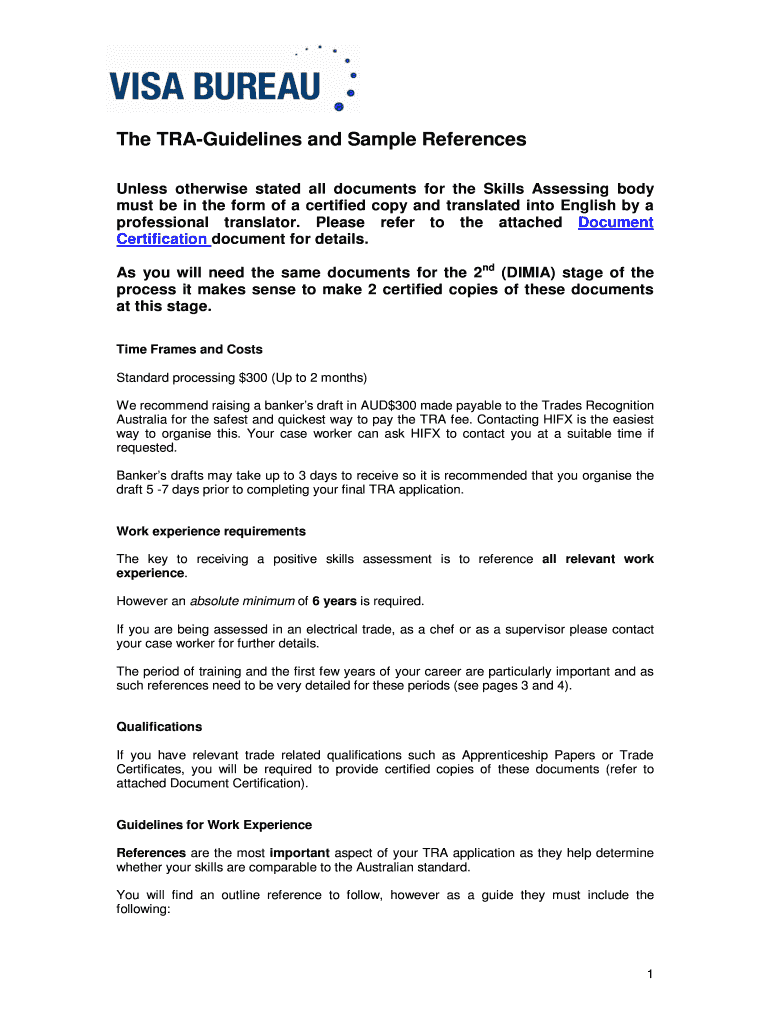 Fillable Online The TRA-Guidelines and Sample References Fax Email ...