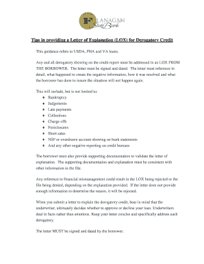 Fillable Online Tips in providing a Letter of Explanation (LOX) for ...