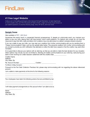 Fillable Online Sample Cease Communications Letter To Creditor Fax ...