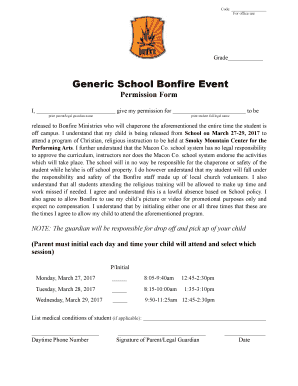 Fillable Online Generic School Bonfire Event Fax Email Print - pdfFiller