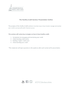 Fillable Online The Healthy Credit Seminar Presentation Outline Fax ...