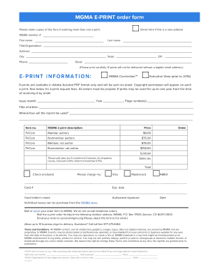 Fillable Online MGMA E-PRINT order form Fax Email Print - pdfFiller