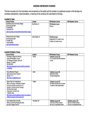 Fillable Online NURSING REFRESHER COURSES Fax Email Print - pdfFiller