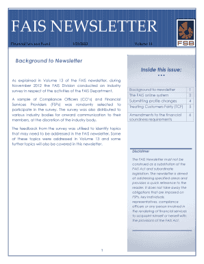 Fillable Online FAIS NEWSLETTER Fax Email Print - pdfFiller