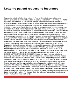 Fillable Online Letter to patient requesting insurance Fax Email Print ...