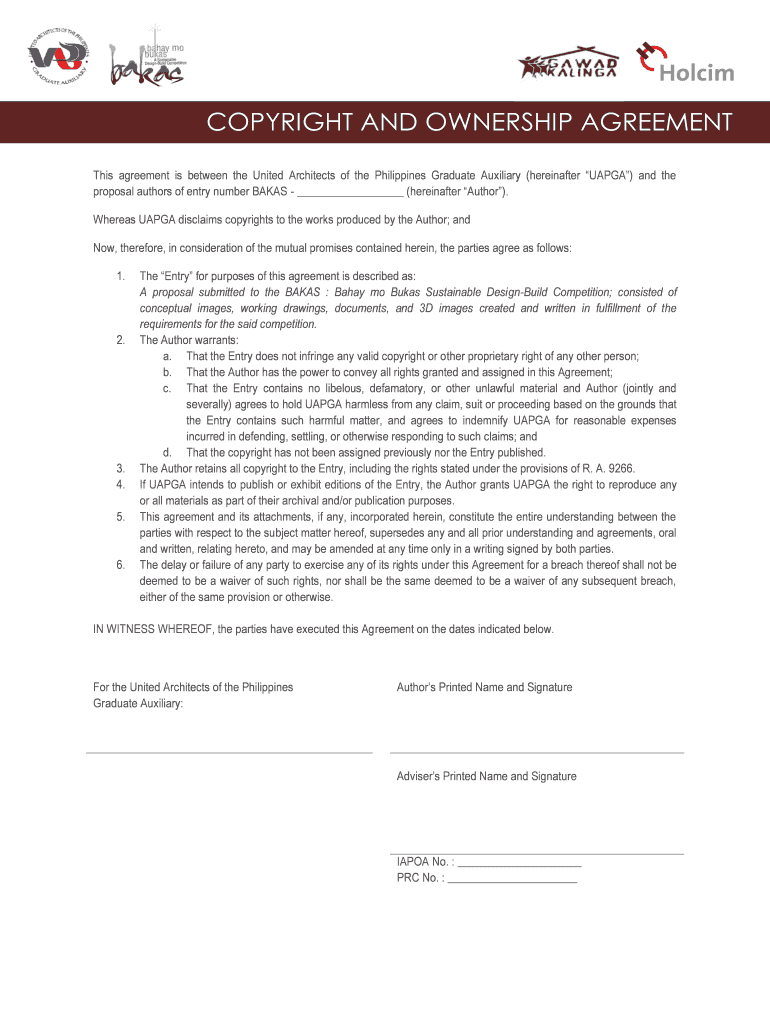 Fillable Online COPYRIGHT AND OWNERSHIP AGREEMENT Fax Email Print ...