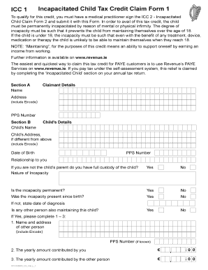 Incapacitated Child Tax Credit Form 1 - Fill Online, Printable ...