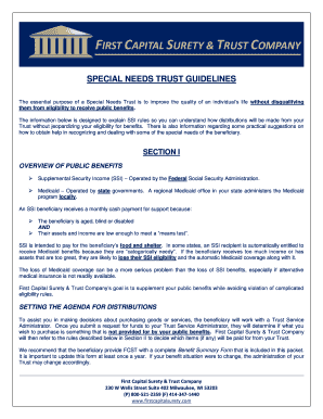Fillable Online SPECIAL NEEDS TRUST GUIDELINES Fax Email Print - pdfFiller