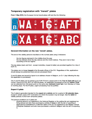 Fillable Online From 1 May 2016, the European format transit plates ...