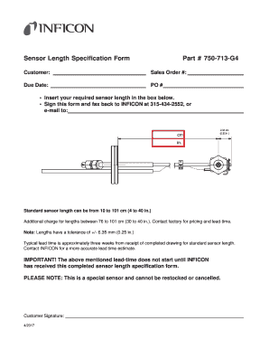 Fillable Online Sensor Length Specification Form Fax Email Print ...