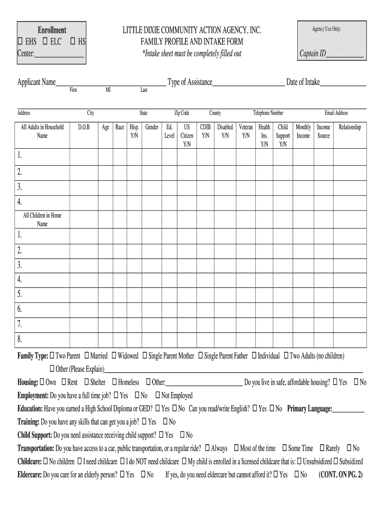 Fillable Online FAMILY PROFILE AND INTAKE FORM Fax Email Print - pdfFiller