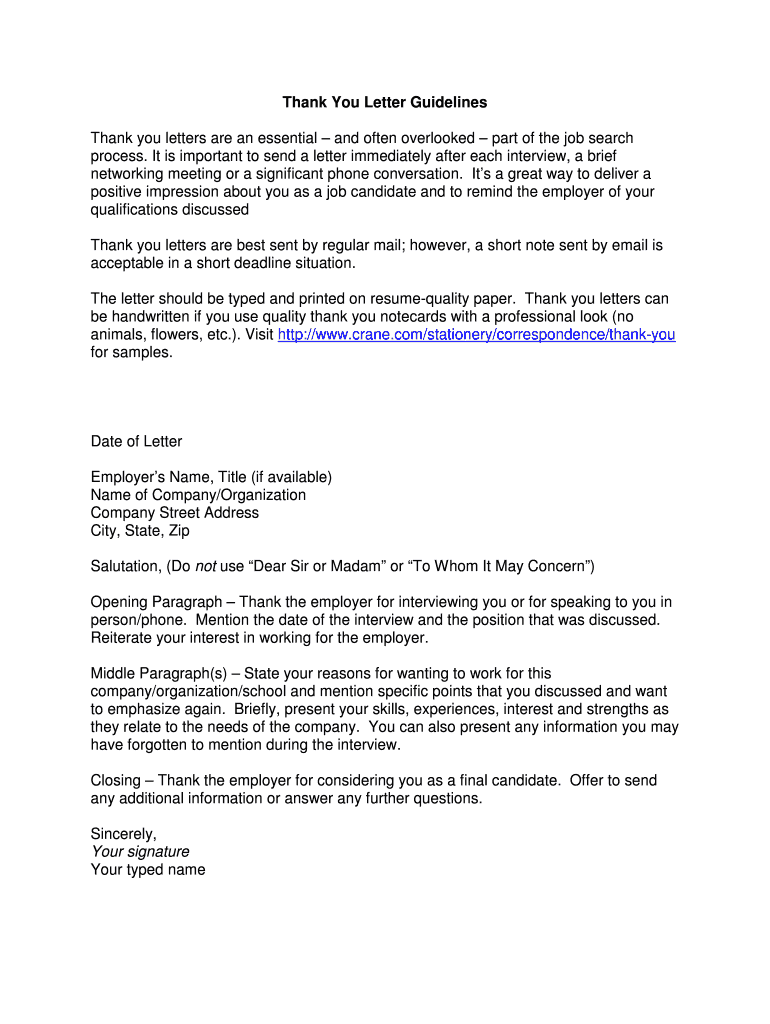 Fillable Online Thank You Letter Guidelines Fax Email Print - pdfFiller