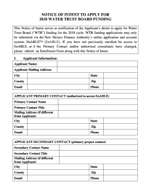 Fillable Online NOTICE OF INTENT TO APPLY FOR Fax Email Print - pdfFiller