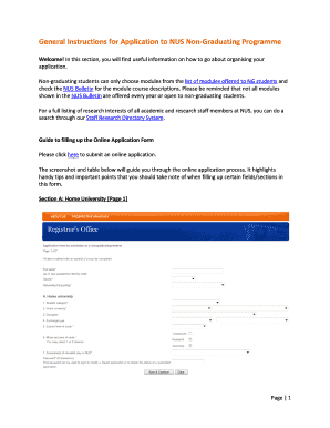 Fillable Online General Instructions for Application to NUS Non ...