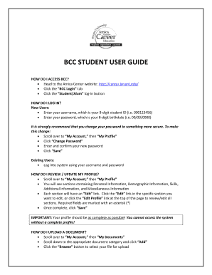 Fillable Online BCC STUDENT USER GUIDE Fax Email Print - pdfFiller