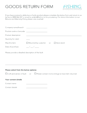 Fillable Online If you have received a defective or faulty product ...