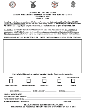 Fillable Online JOURNAL AD CONTRACT/FORM Fax Email Print - pdfFiller