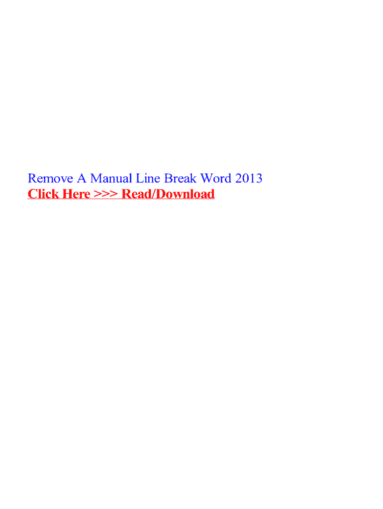 Fillable Online Remove A Manual Line Break Word 2013 Fax Email Print