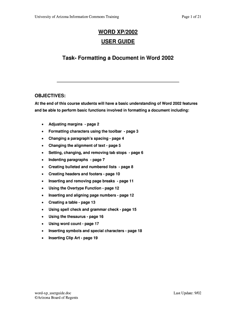 Fillable Online Task Formatting A Document In Word 2002 Fax Email