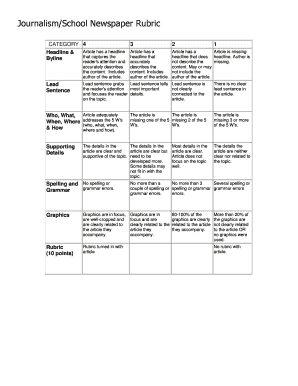 Fillable Online Journalism/School Newspaper Rubric Fax Email Print ...