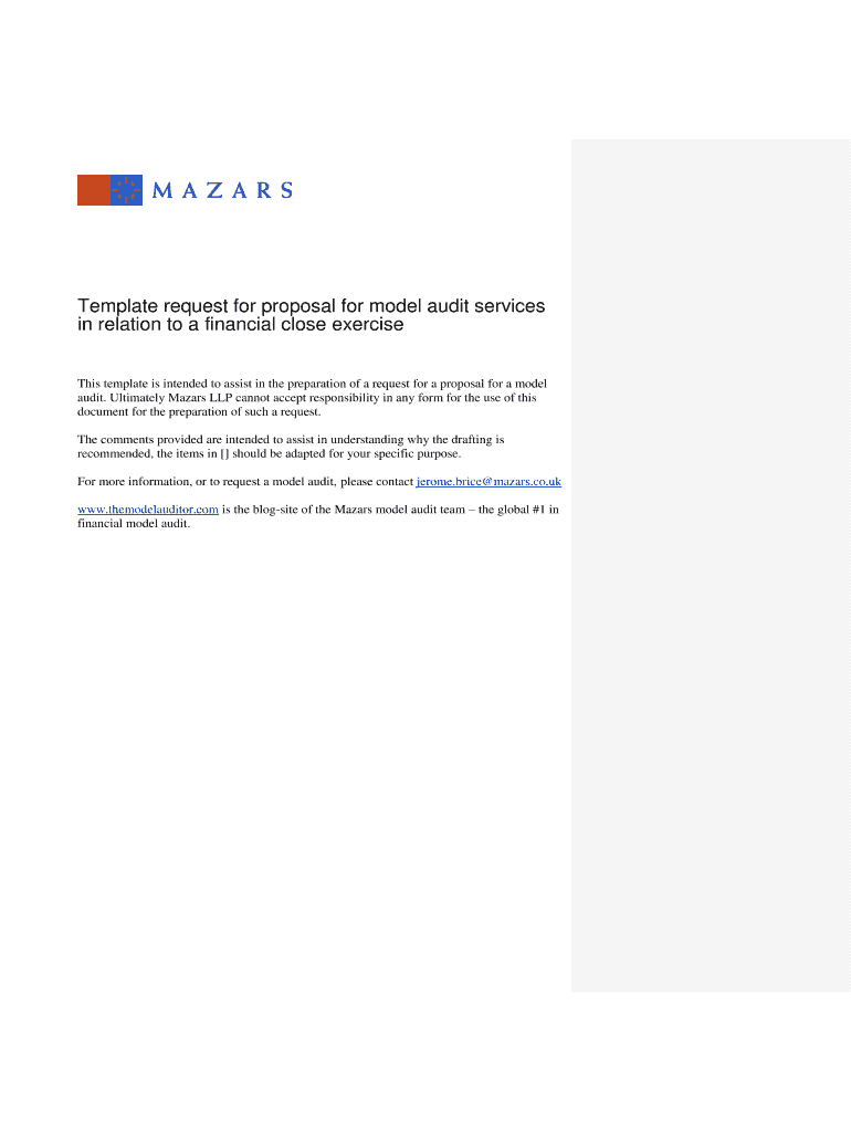 Fillable Online Template request for proposal for model audit services ...