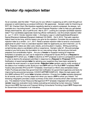 Fillable Online Vendor rfp rejection letter Fax Email Print - pdfFiller