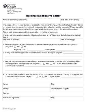 Fillable Online Training Investigative Letter Fax Email Print - pdfFiller