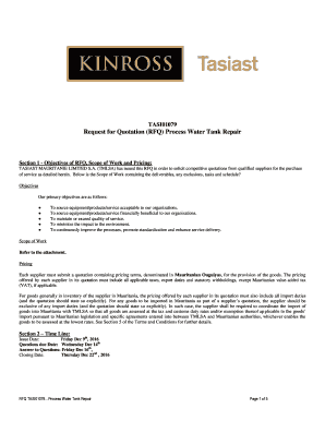 Fillable Online Request for Quotation (RFQ) Process Water Tank Repair ...