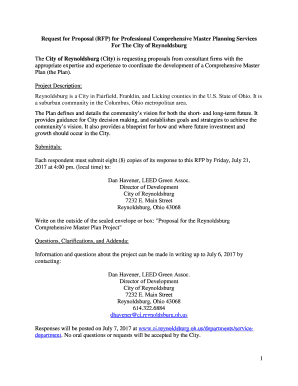 Fillable Online Request for Proposal (RFP) for Professional Comprehensive Master Planning ...