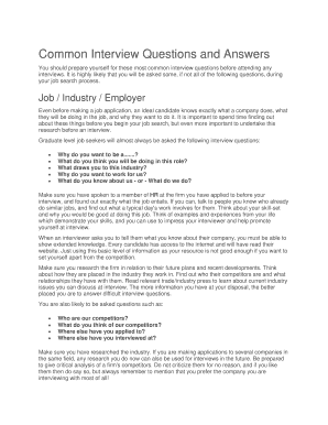 Fillable Online Common Interview Questions and Answers Fax Email Print ...
