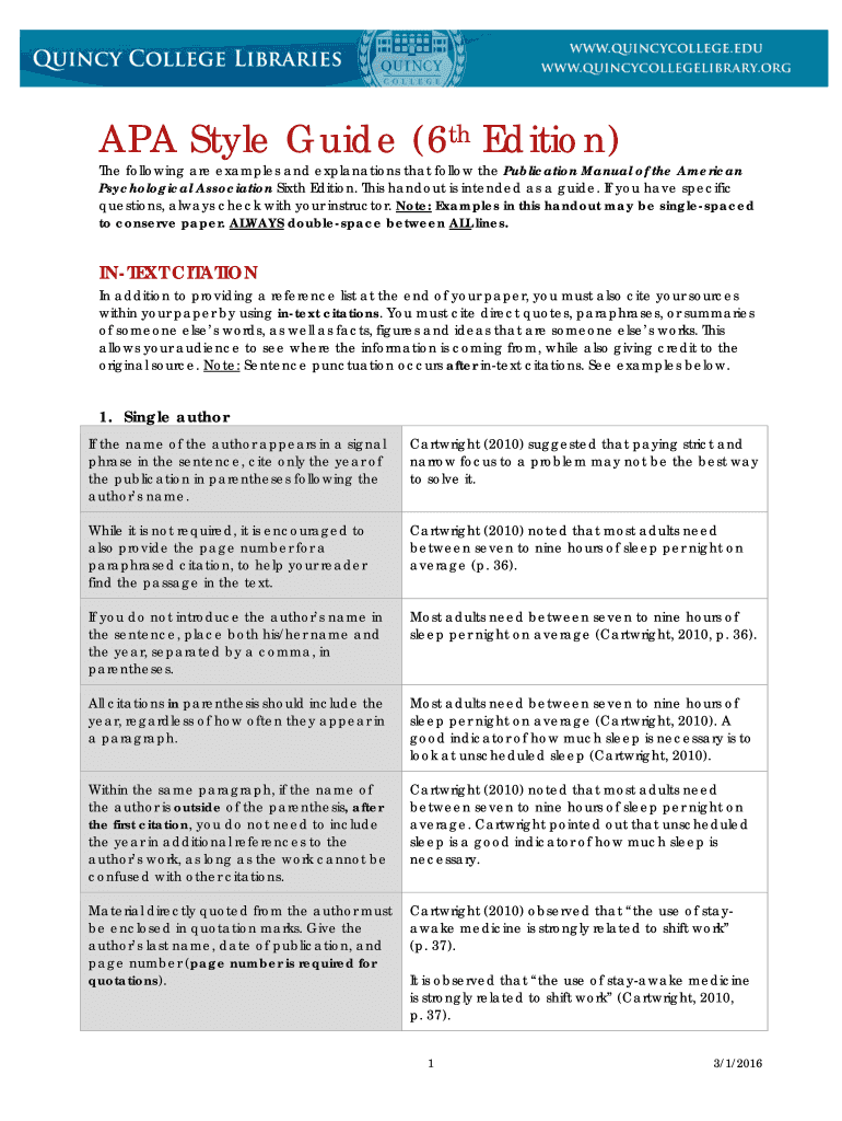 Fillable Online APA Style Guide (6th Edition) Fax Email Print - pdfFiller