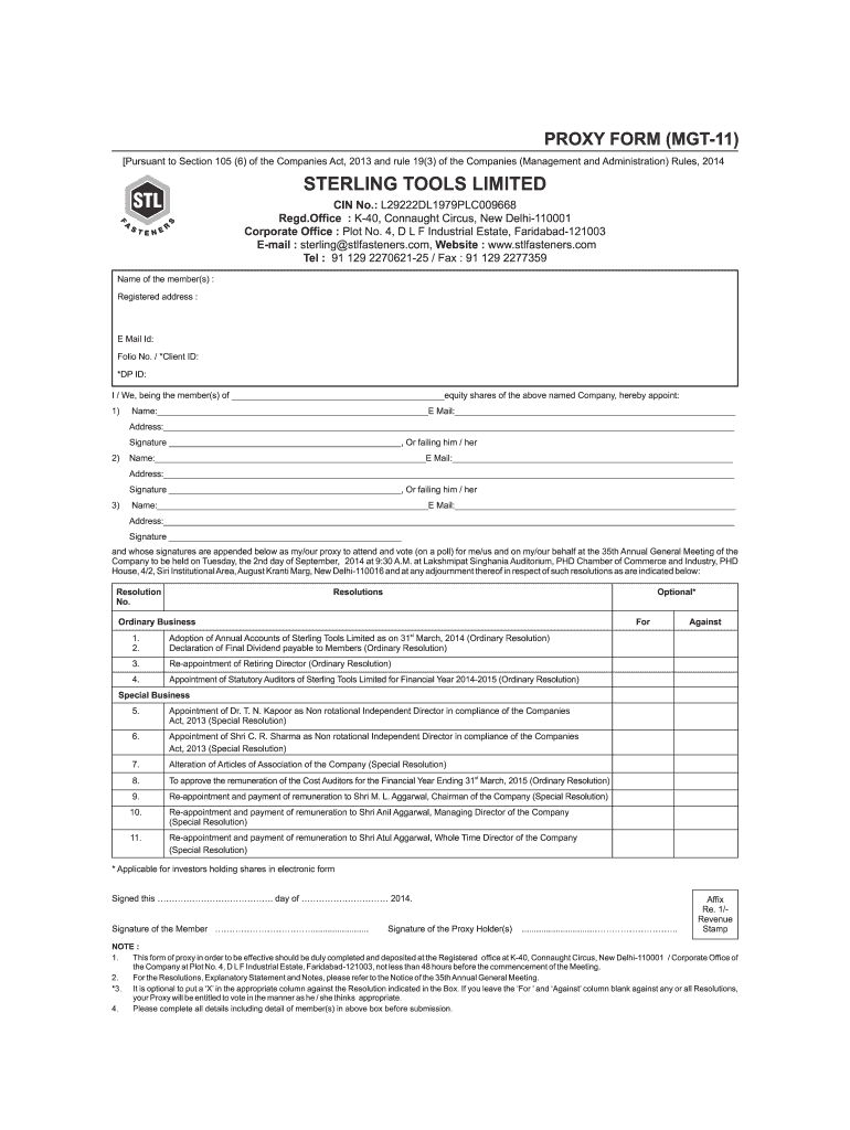 Fillable Online Pursuant to Section 105 (6) of the Companies Act, 2013 ...