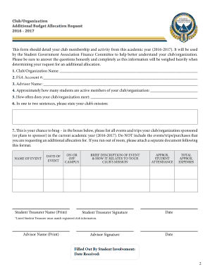 Fillable Online Additional Budget Allocation Request Fax Email Print ...