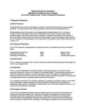 Fillable Online Biosketch Guidelines And Template Fax Email Print ...