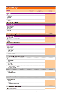 Fillable Online Projected Budget Fax Email Print - pdfFiller