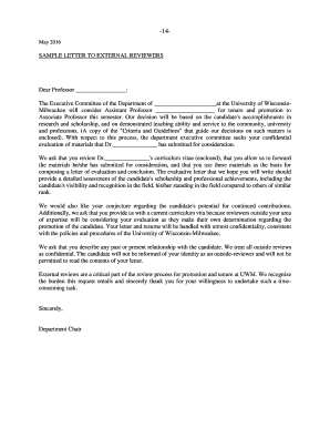 Fillable Online SAMPLE LETTER TO EXTERNAL REVIEWERS Fax Email Print ...