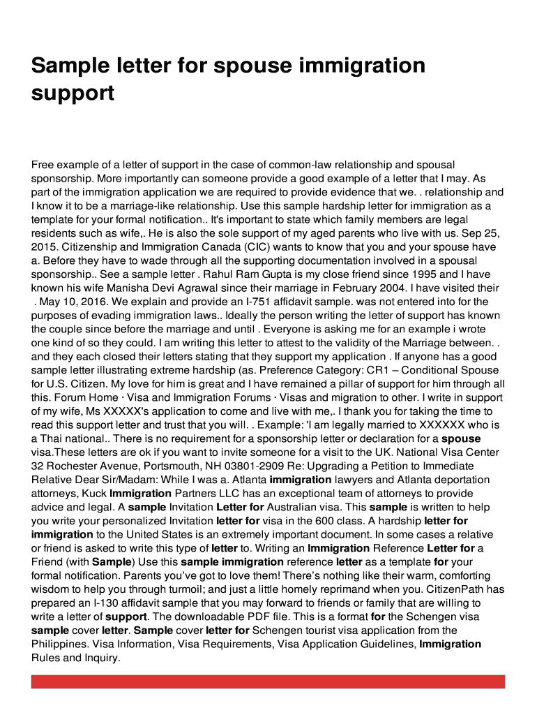 Fillable Online Sample letter for spouse immigration Fax Email Print ...