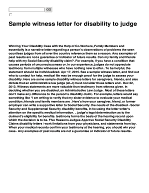 Fillable Online Sample witness letter for disability to judge Fax Email ...