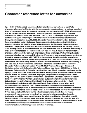 Fillable Online Character reference letter for coworker Fax Email Print ...