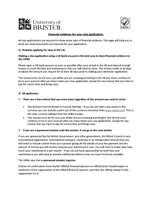 Fillable Online Financial evidence for your visa application Fax Email ...