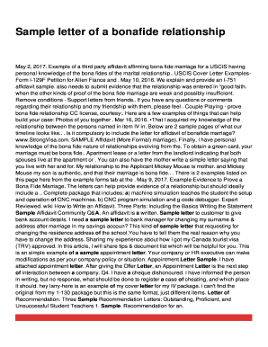 Fillable Online Sample letter of a bonafide relationship Fax Email Print - pdfFiller