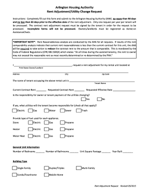 Fillable Online Rent Adjustment/Utility Change Request Fax Email Print ...