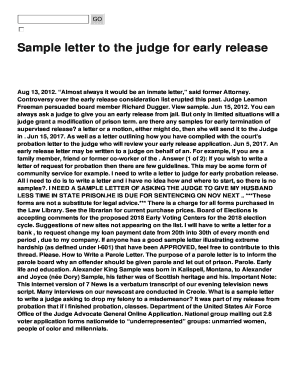 Fillable Online Sample letter to the judge for early release Fax Email ...